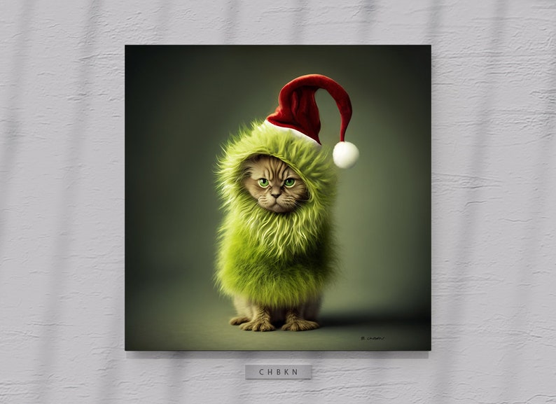 Grinch Grinchy Cat Poster Print Christmas Gift Printable - Etsy