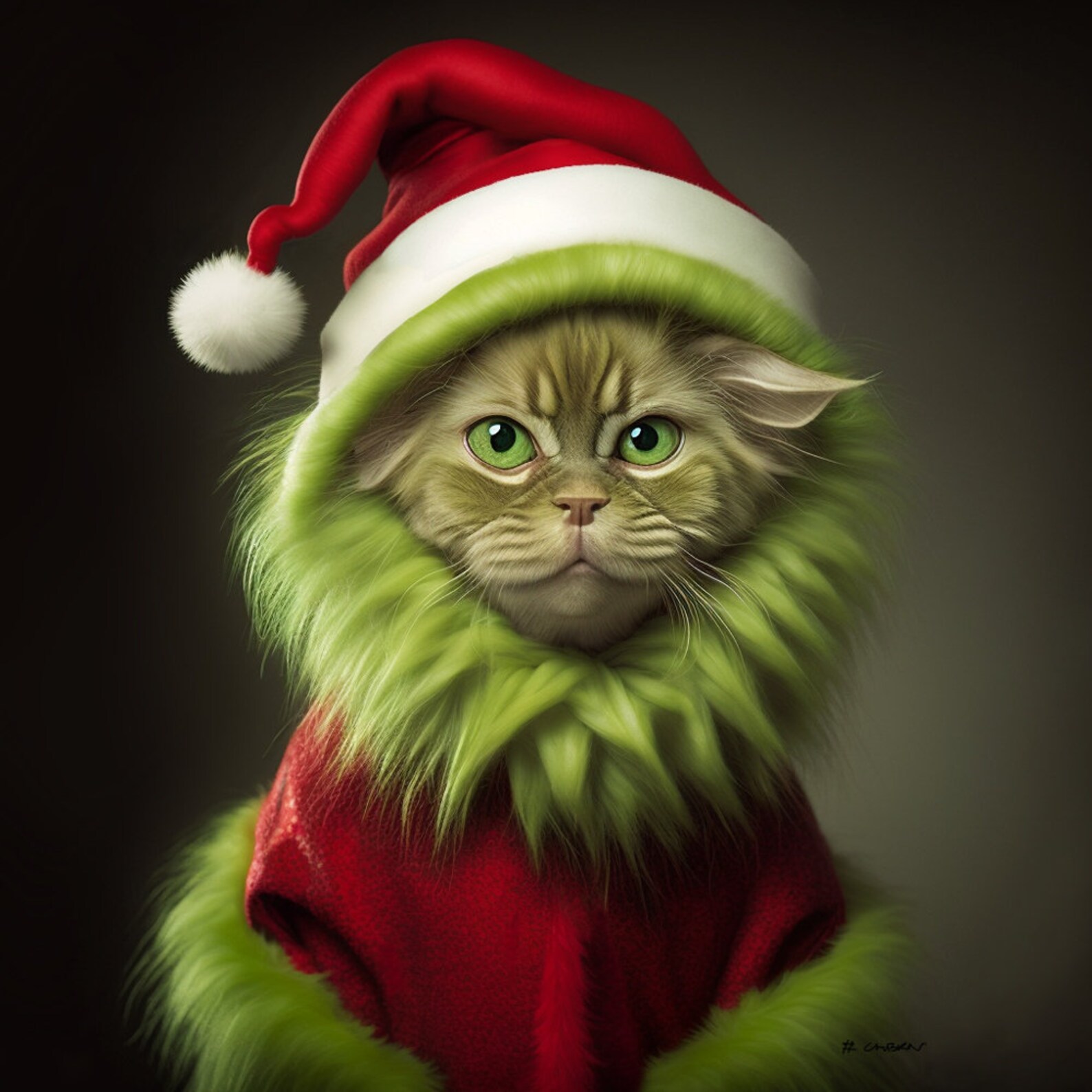 SET of 4, Grinch, Grinchy Cat Poster Print, Christmas Gift Printable ...