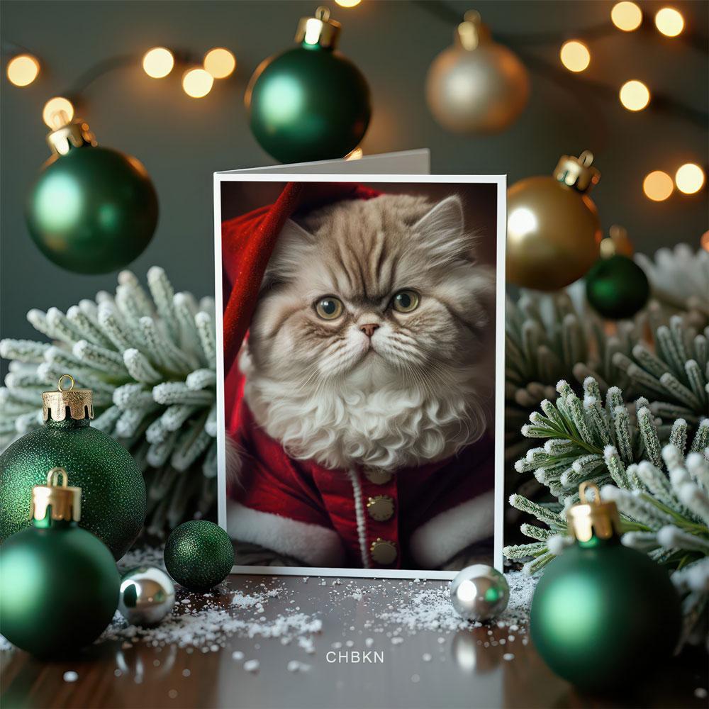 SET of 4, Santa Cat, Christmas Pet Portrait, Cute Cat Poster Print ...