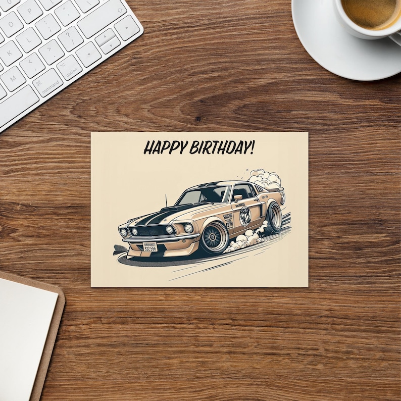 Mustang Birthday Card for Him Her Men Women Classic American Muscle Car ...