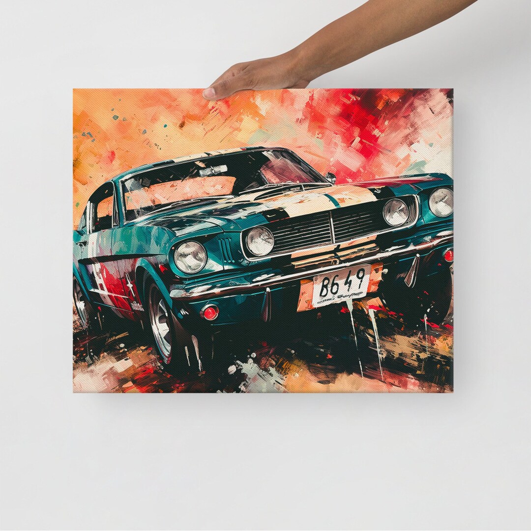 Mustang Canvas Iconic 1965 Fastback Coupe Car Grunge Art Wall Painting ...