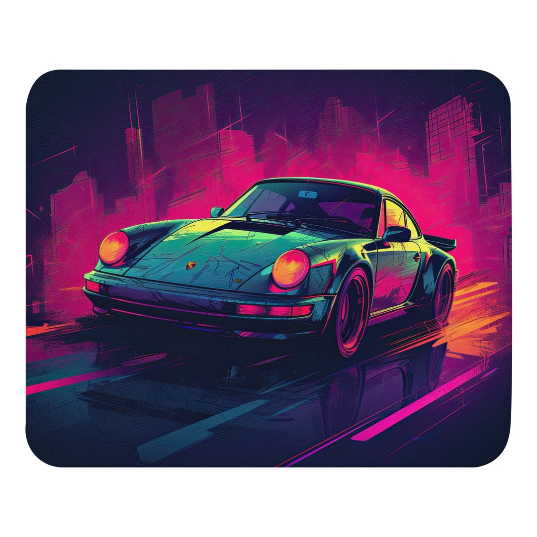 Synthwave NINE ELEVEN Mouse Pad: Vaporwave Sports Car Art - Etsy
