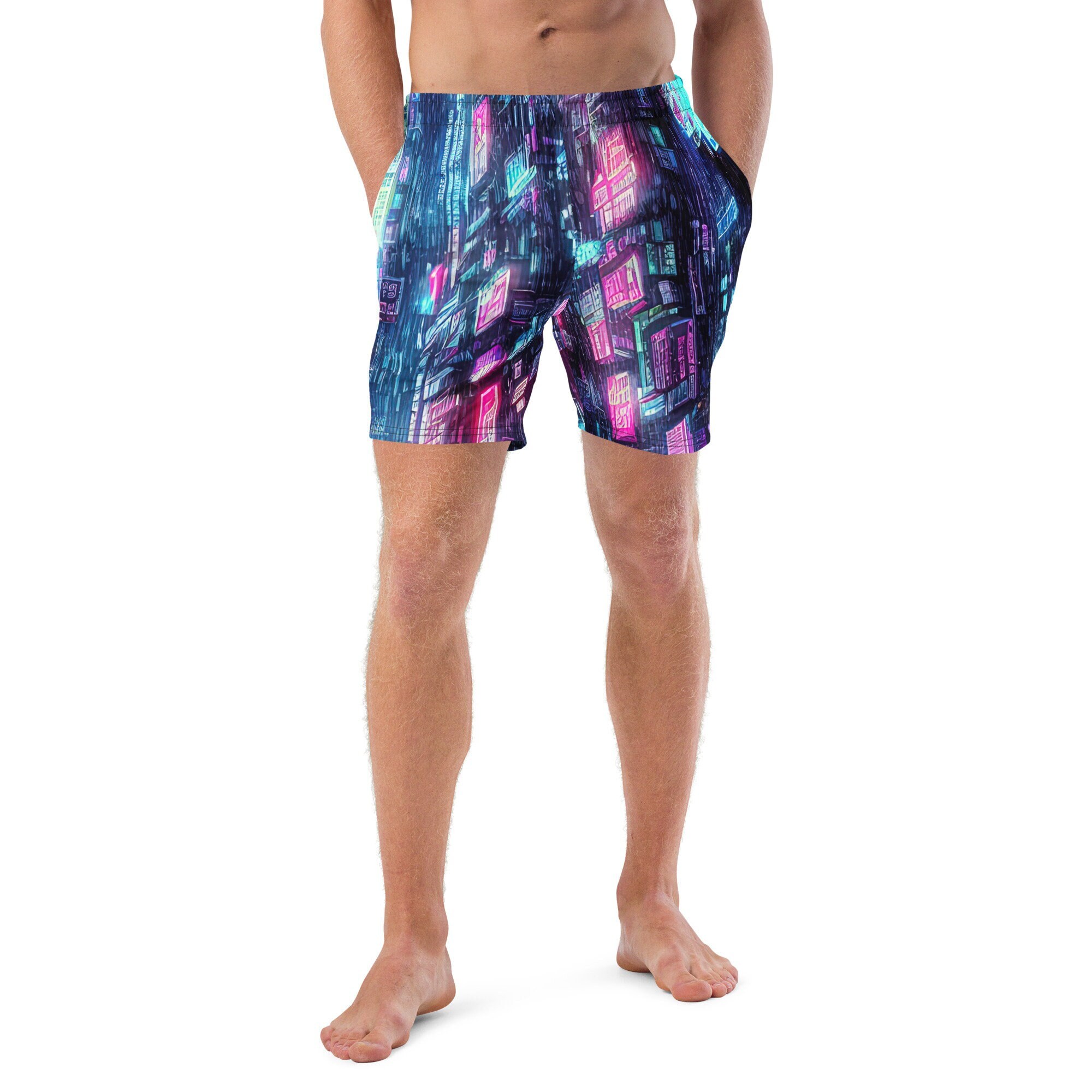 Cyberpunk Shorts Cyberpunk Apparel Vaporwave Shorts Mens Swim Shorts Etsy