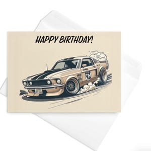 Mustang Birthday Card for Him Her Men Women Classic American Muscle Car ...