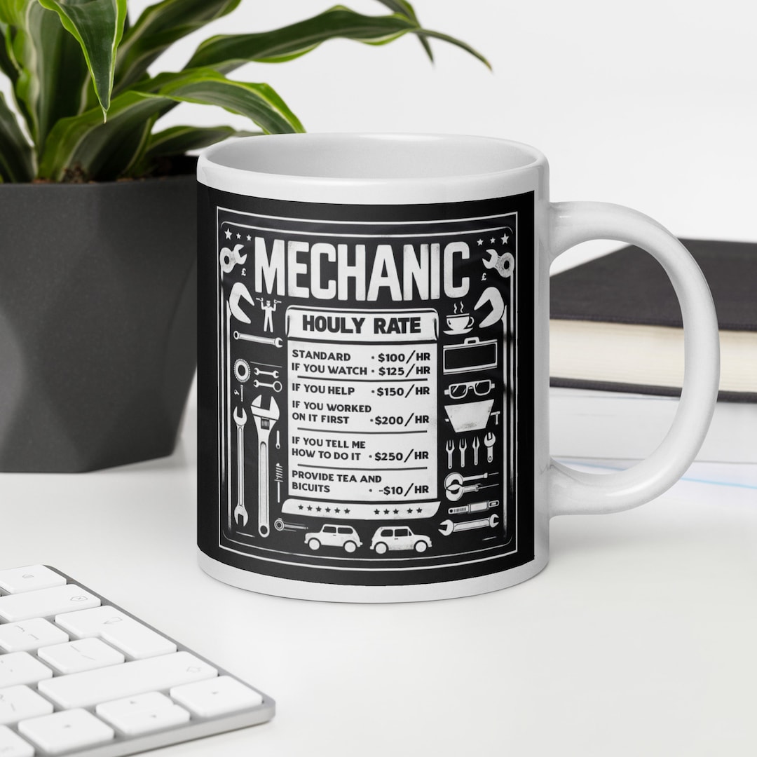 Funny Car Mechanic Hourly Rate Coffee Mug Vintage Unique Gift for Car ...