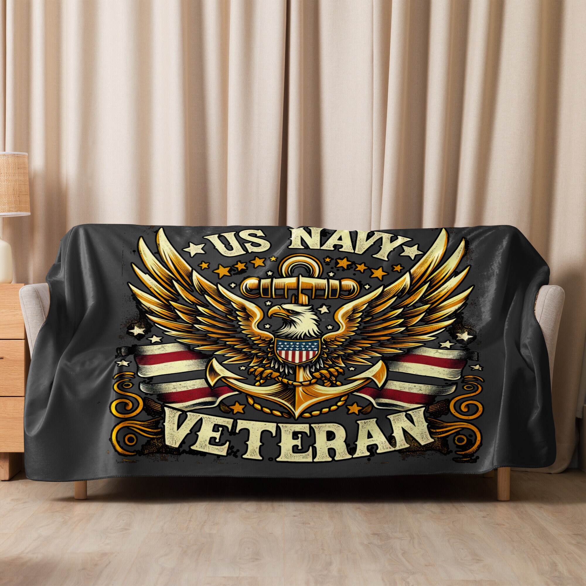 US Navy Veteran Sherpa Blanket: Military Gift - Etsy