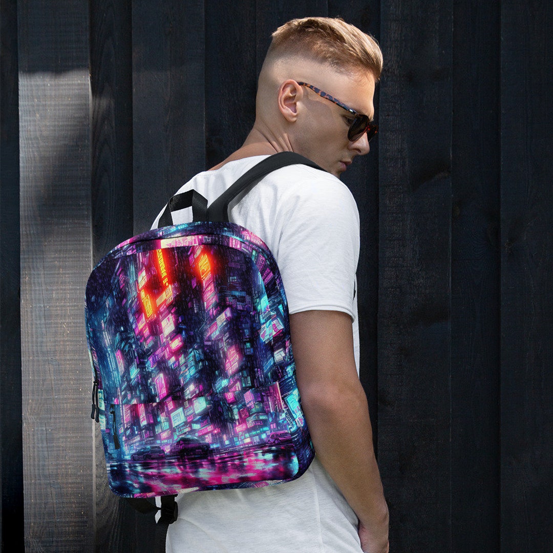 Cyberpunk Backpack Bag Cyberpunk College School Bag University Neon ...