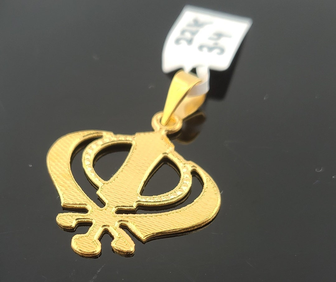 22k Solid Gold Sikh Khanda Pendant P6373 Etsy