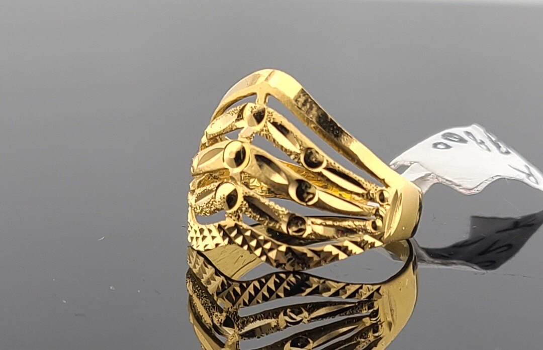 22K Solid Gold Designer Sandblasted Ring R9800 - Etsy