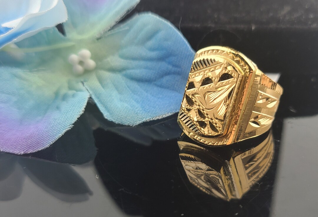 22K Solid Gold Designer Men's Ring R16856 - Etsy