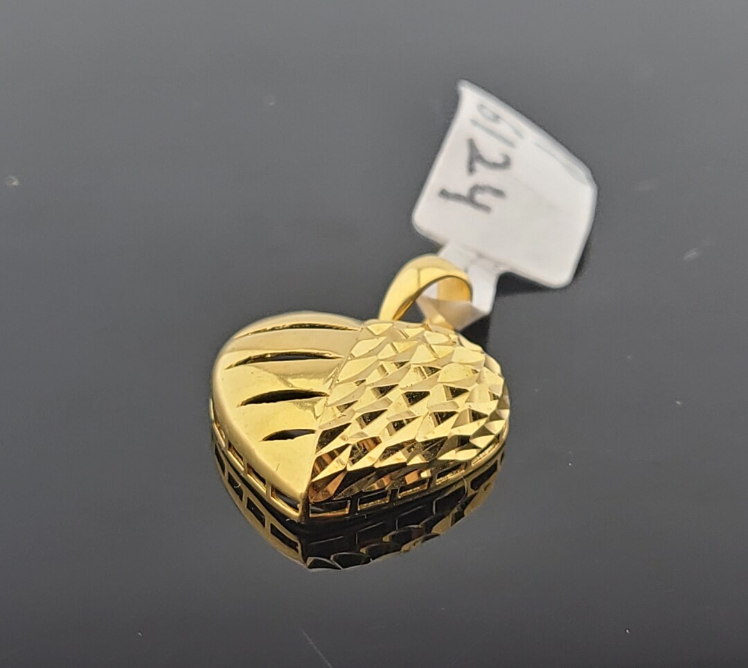 21K Solid Gold Designer Heart Pendant P6124 - Etsy