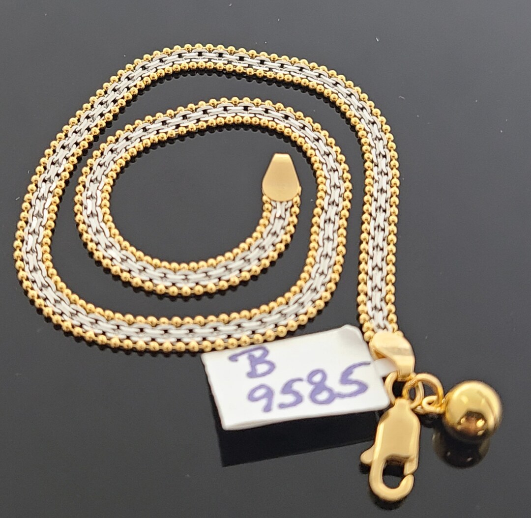 22K Solid Gold Two Tone Designer Anklets B9585 - Etsy