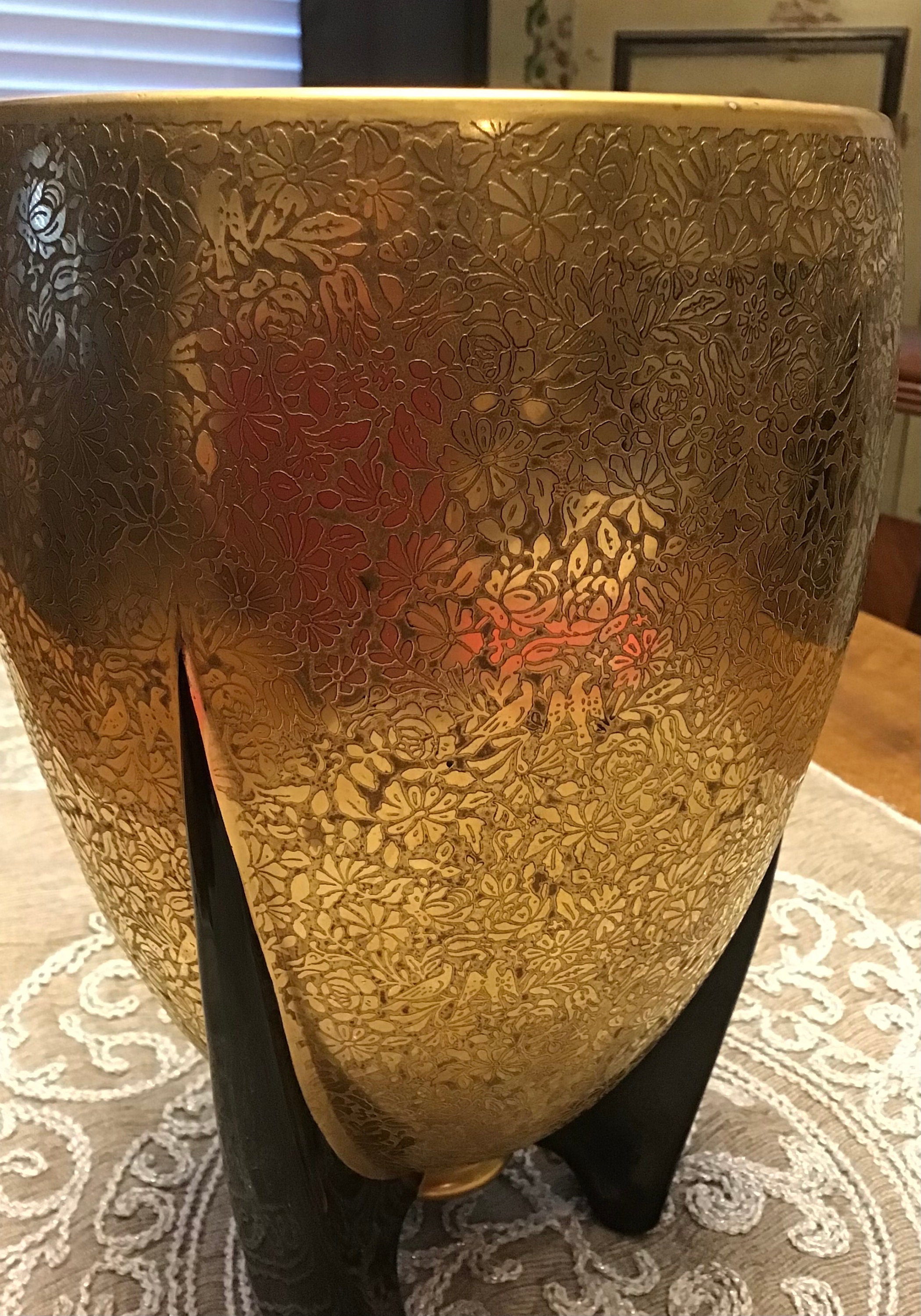 RARE Duncan Miller Ebony Rocket Vase With Gold Etched Overlay - Etsy