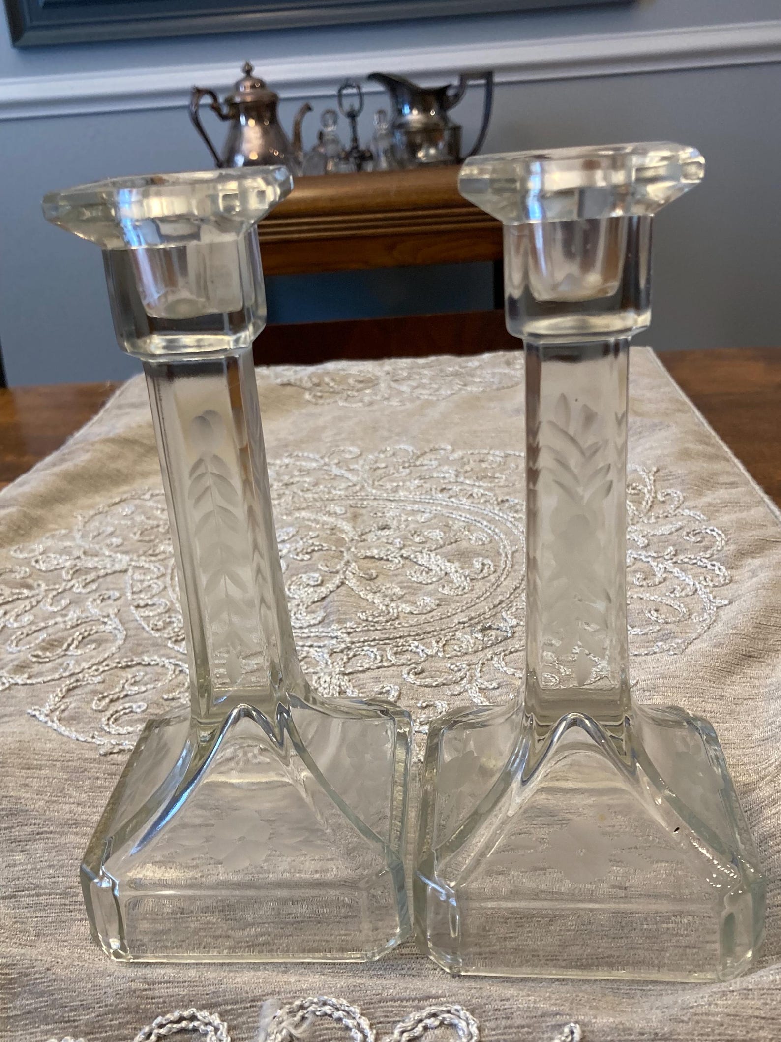 Fine Cut Glass Pair of Wheel Cut Crystal Candlesticks 1930s - Etsy