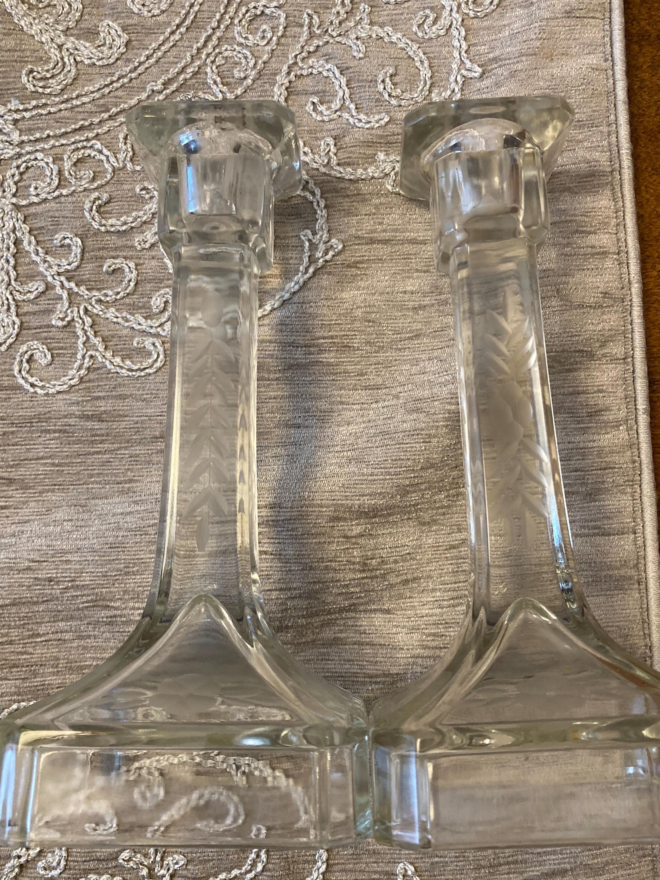 Fine Cut Glass Pair of Wheel Cut Crystal Candlesticks 1930s - Etsy