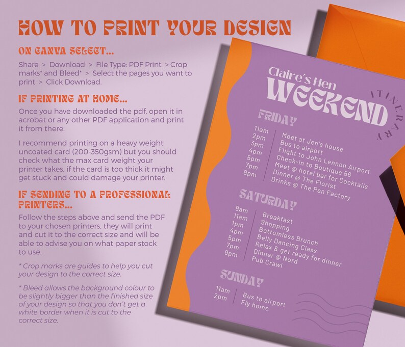 Retro Editable Hen Party Invitation, Purple/orange Hens Do Invite and ...