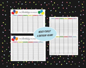 Birthday Tracker Printable Monthly Birthday List Planner - Etsy