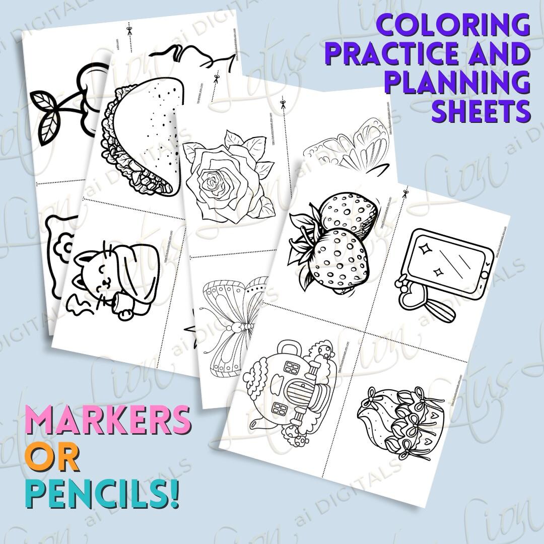 Mini BK1 Coloring Practice Sheets|color Blending, Shading, Patterns ...