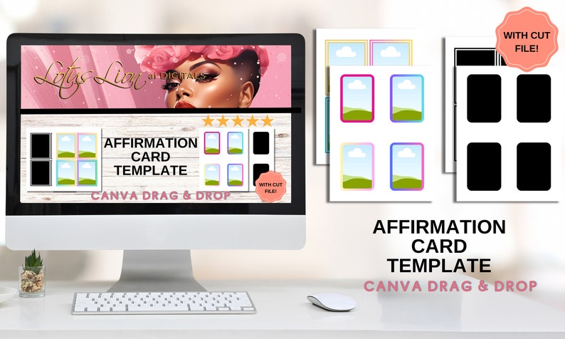Affirmation Card Canva Template With Cut File - Etsy