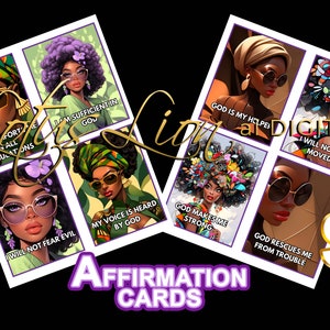Digital Positive Affirmation Cards Set of 8 Self Esteem Self Care Black ...