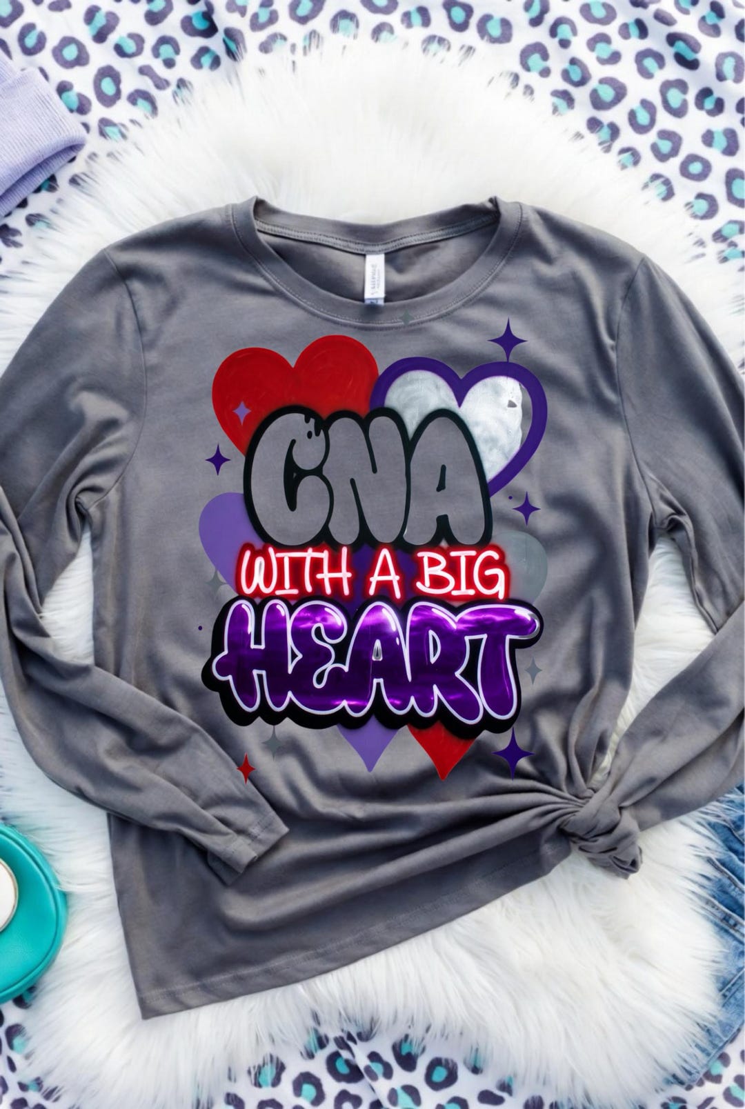 CNA With a Big Heart Shirt Design Healthcare Worker Graphic Digital ...