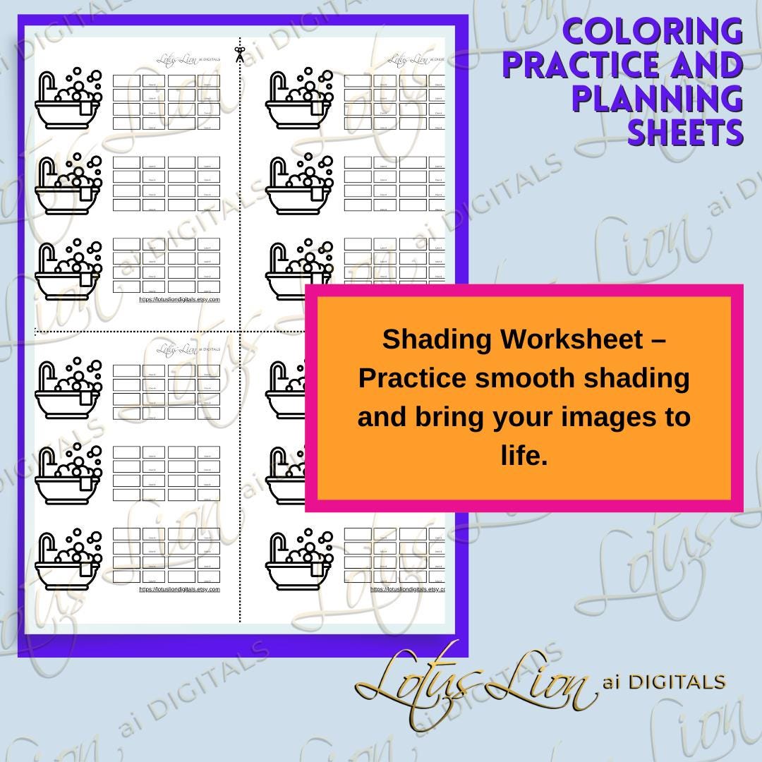 Mini Coloring Practice Sheets Set 1 |color Blending, Shading, Patterns ...
