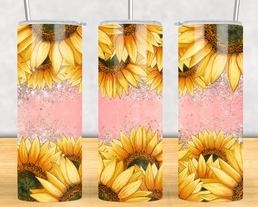 Sunflower Glitter Tumbler Png, Golden Sunflowers , Sublimation, Gold ...