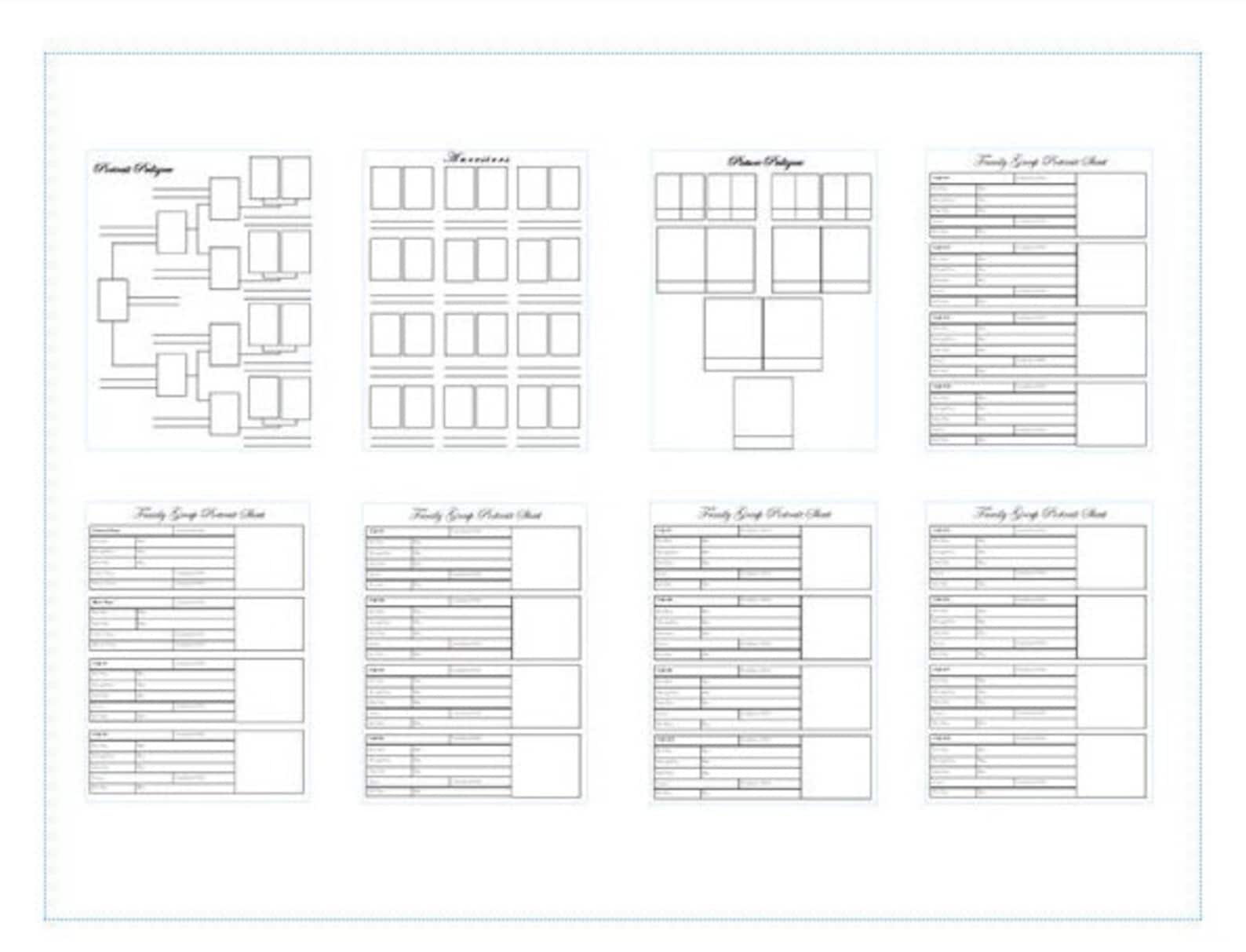 Family History Basic Portrait Pedigree Charts & Family Group Sheets - Etsy