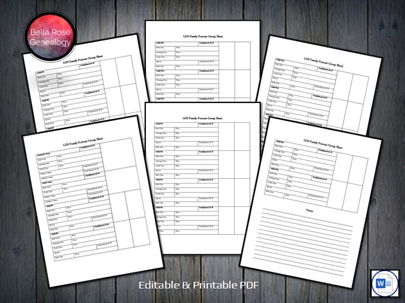 LDS Family Portrait Group Sheet - Family History Research - Etsy