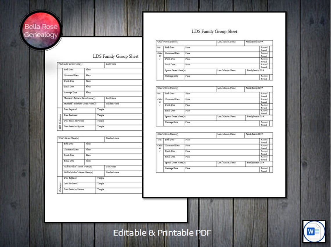 LDS Family Group Sheets - Family History Research - Etsy