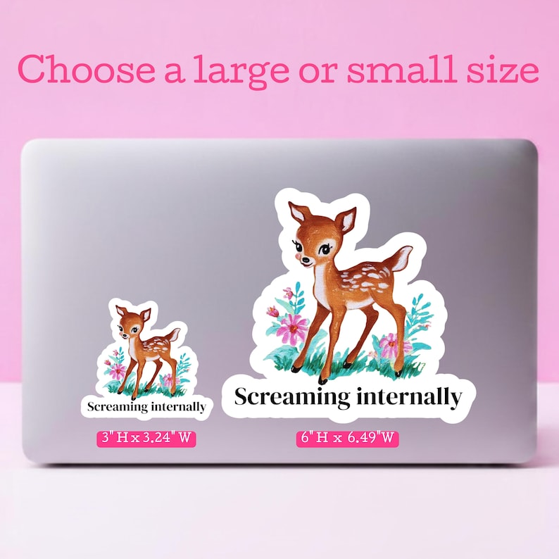 Funny Vintage Deer Sticker | Screaming Internally | Mental Health Humor ...