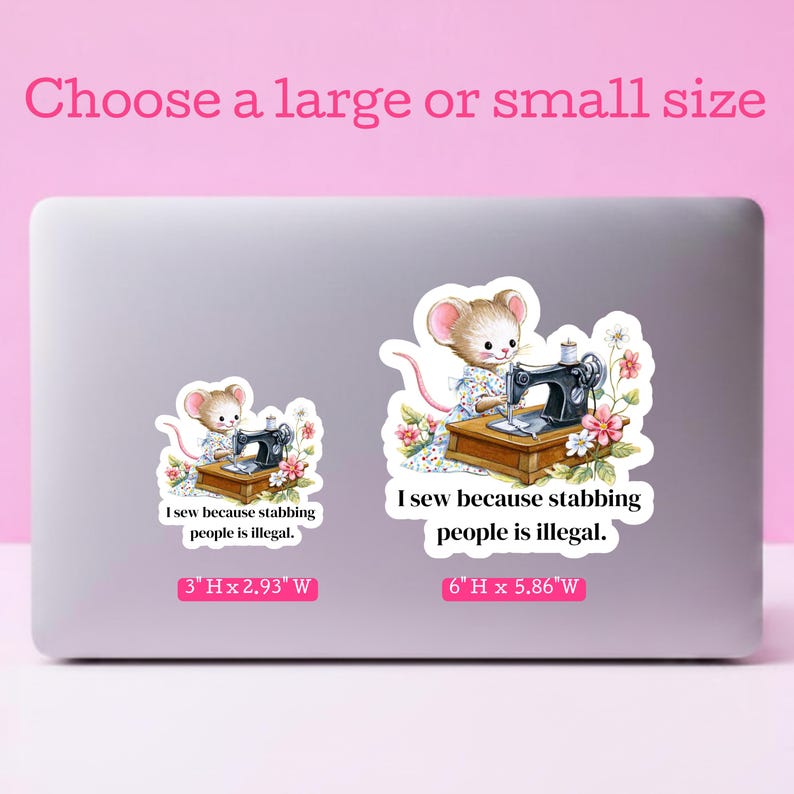 Funny Vintage Sewing Mouse Sticker | Funny Meme Sticker | Funny Sewing ...