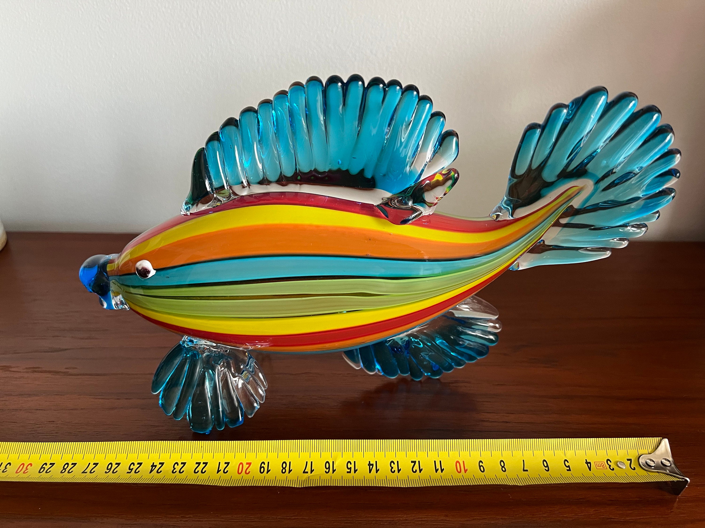 Blue and Rainbow Coloured Murano Style Glass Fish - Etsy