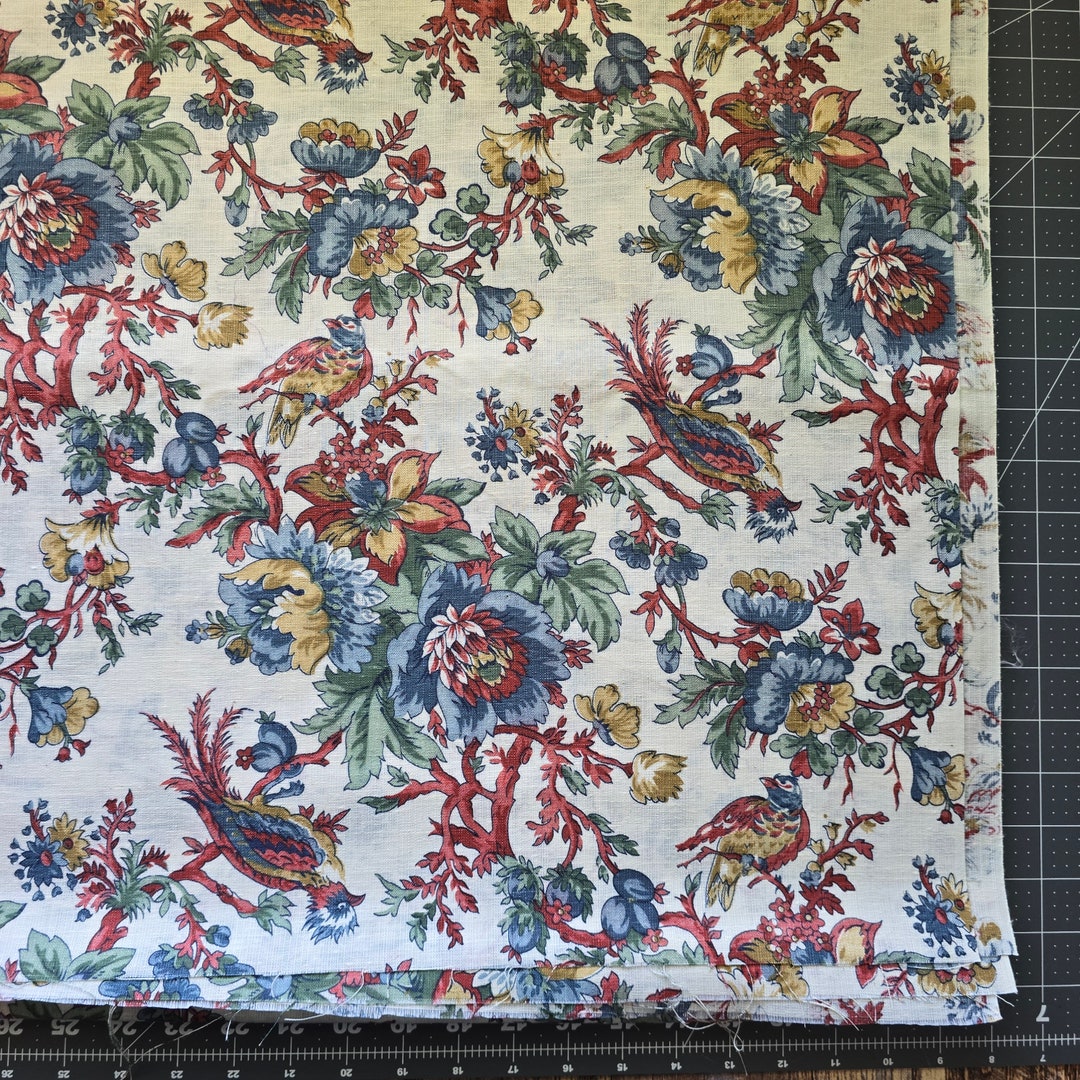 Vintage Jacobean Style Fabric - Etsy