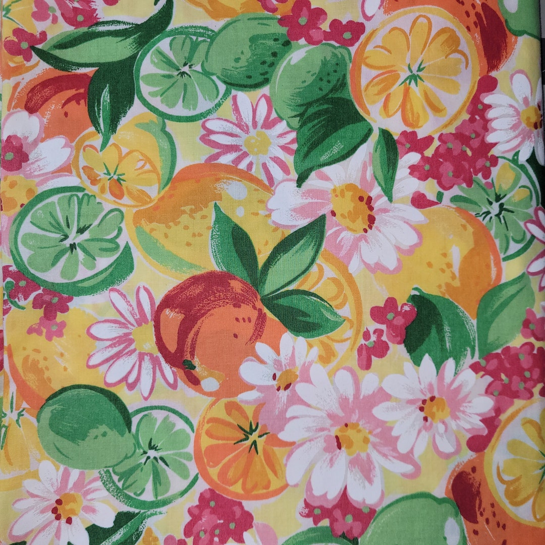 Vintage Citrus Fruit and Floral Fabric Sold by the Yard - Etsy