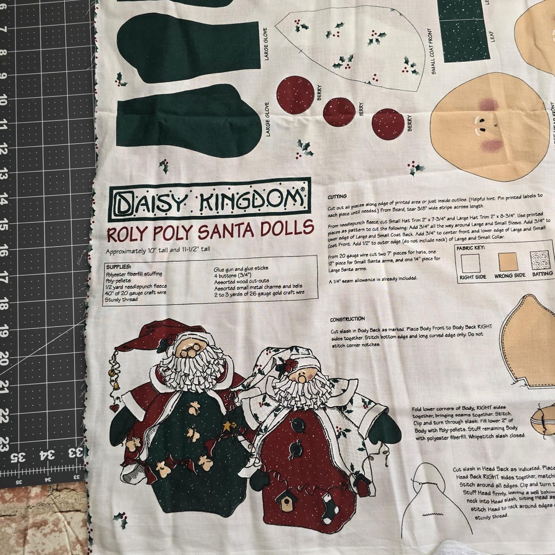 Daisy Kingdom Roly Poly Santa Dolls Cut and Sew Fabric Panel Christmas ...