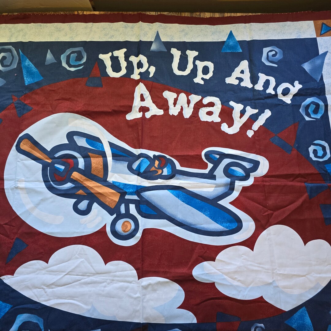 Up, up and Away Kids Transportation Airplane Cotton Sewing Fabric Panel ...