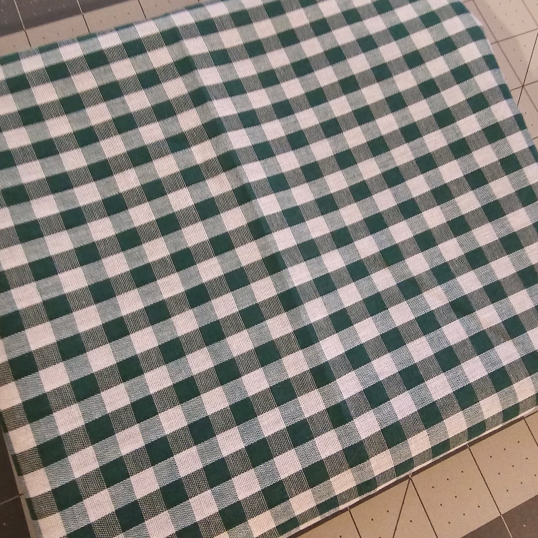 Dark Green Gingham Fabric - Etsy