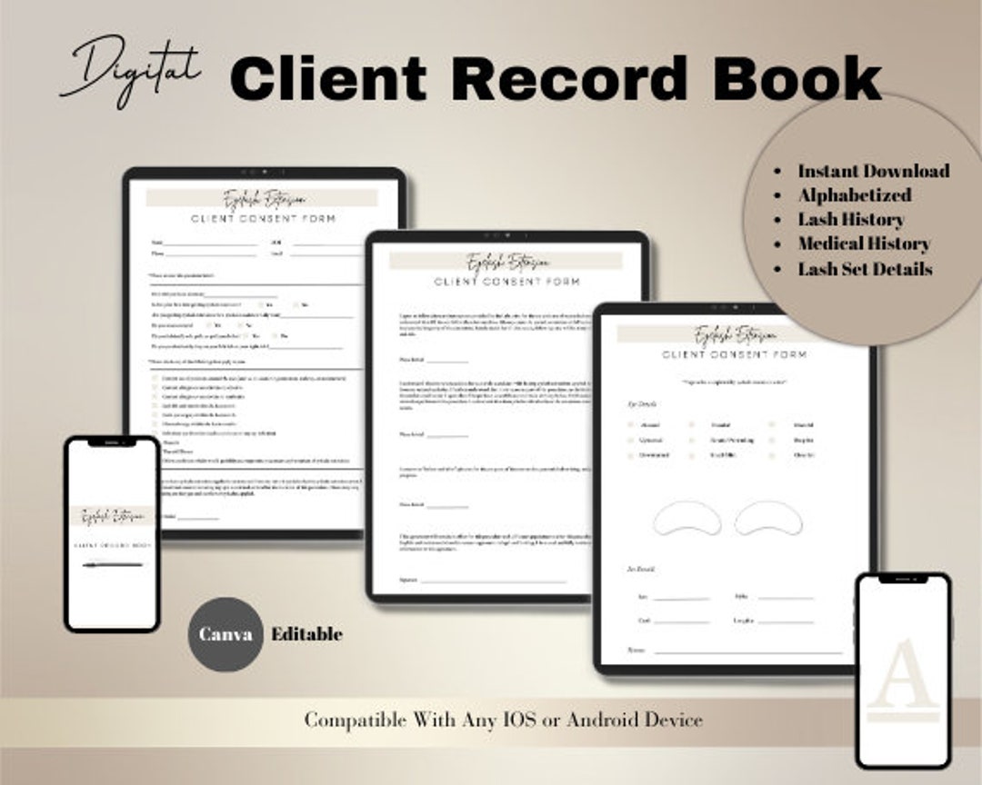 Digital Client Record Book for Eyelash Extensions Client - Etsy