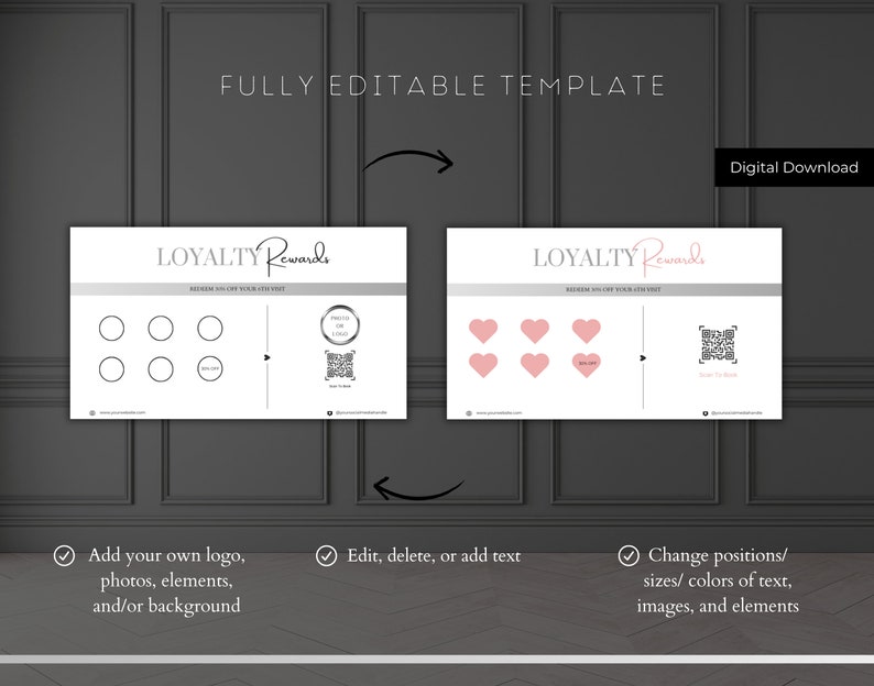 Fully Editable Loyalty Card Loyalty Card Template Digital Loyalty Card ...