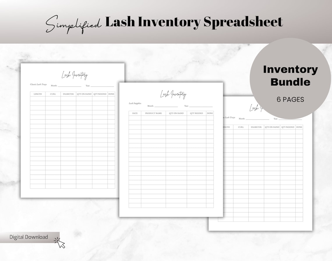 Simplified Lash Inventory Spreadsheet | Lash Inventory | Lash Supplies ...