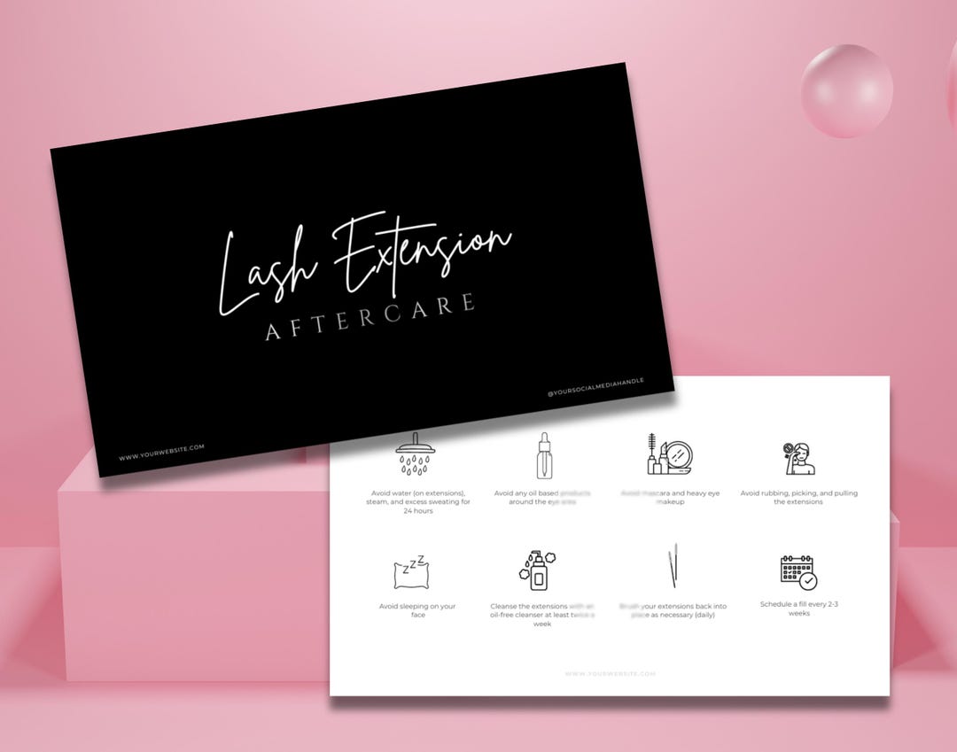 Lash Extension Care Cards Aftercare Cards Lash Extensions Lash ...