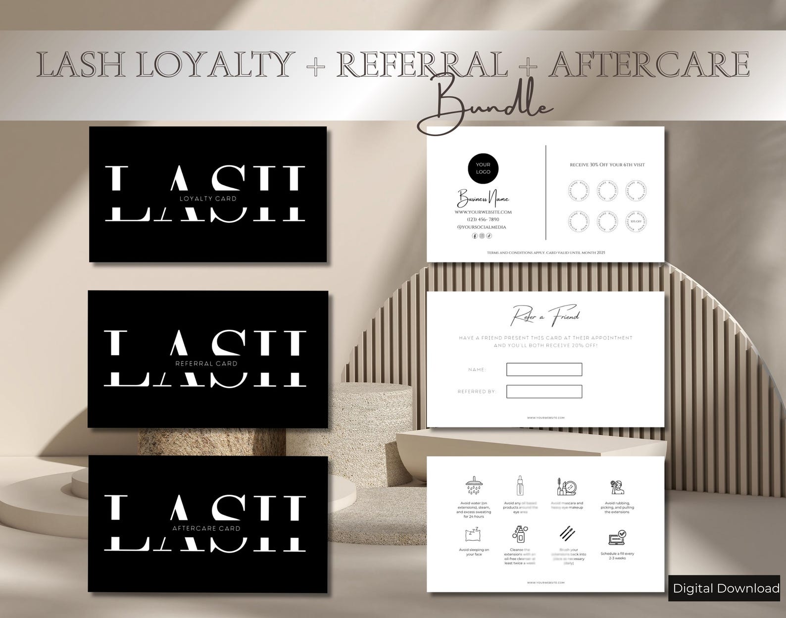 Lash Loyalty + Referral + Aftercare Bundle | Lash Bundle | Loyalty Card ...