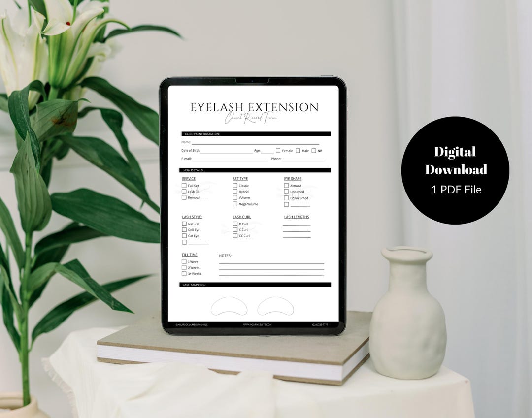 Eyelash Extension Client Record Form | Lash Client Record Form | Client ...