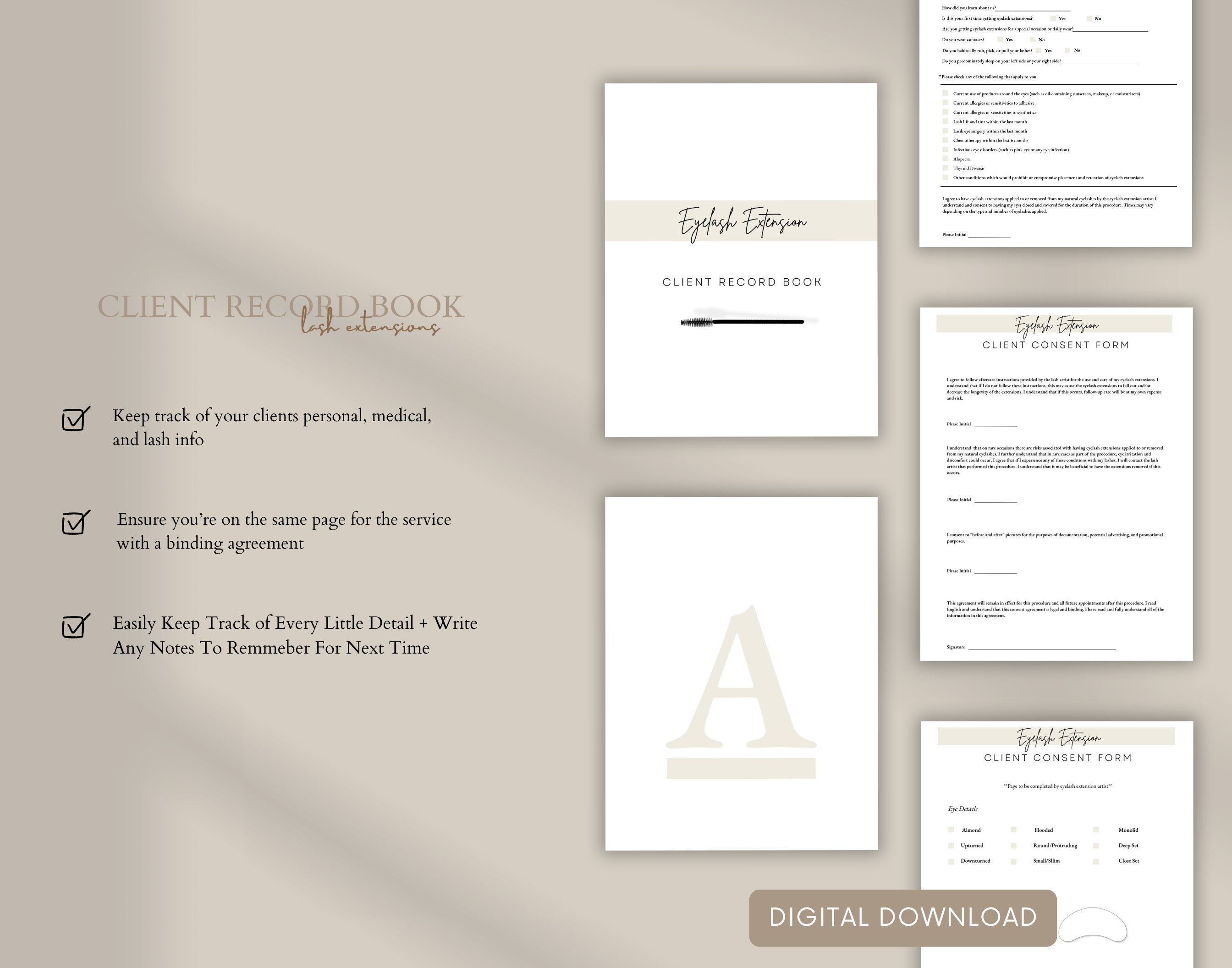 Digital Client Record Book for Eyelash Extensions | Client Consent ...