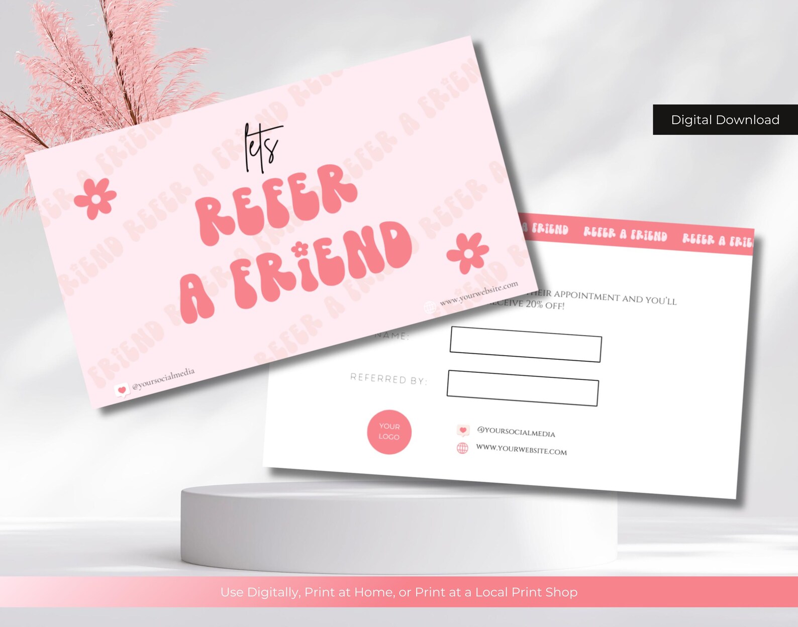 Refer A Friend Cards Referral Cards Referral Business Cards Referral ...