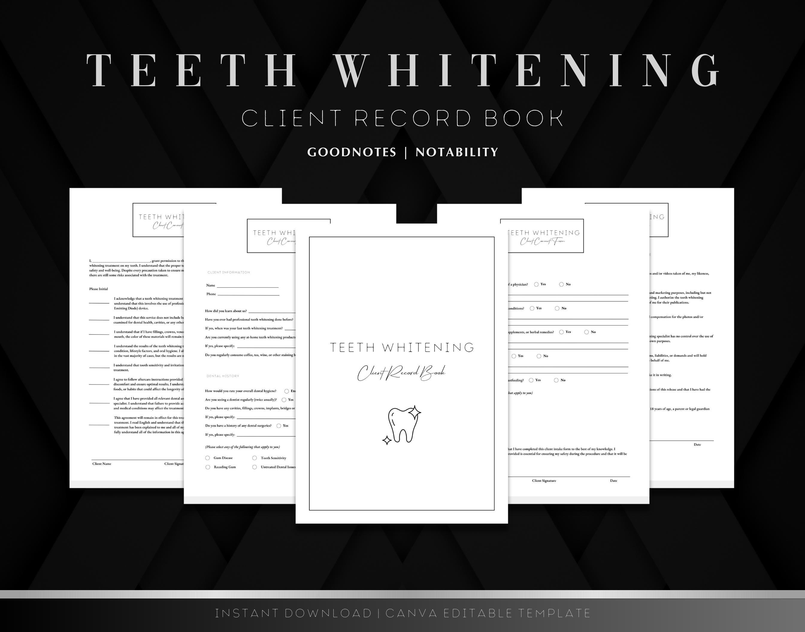 Teeth Whitening Client Record Book | Minimalist Client Record Book ...