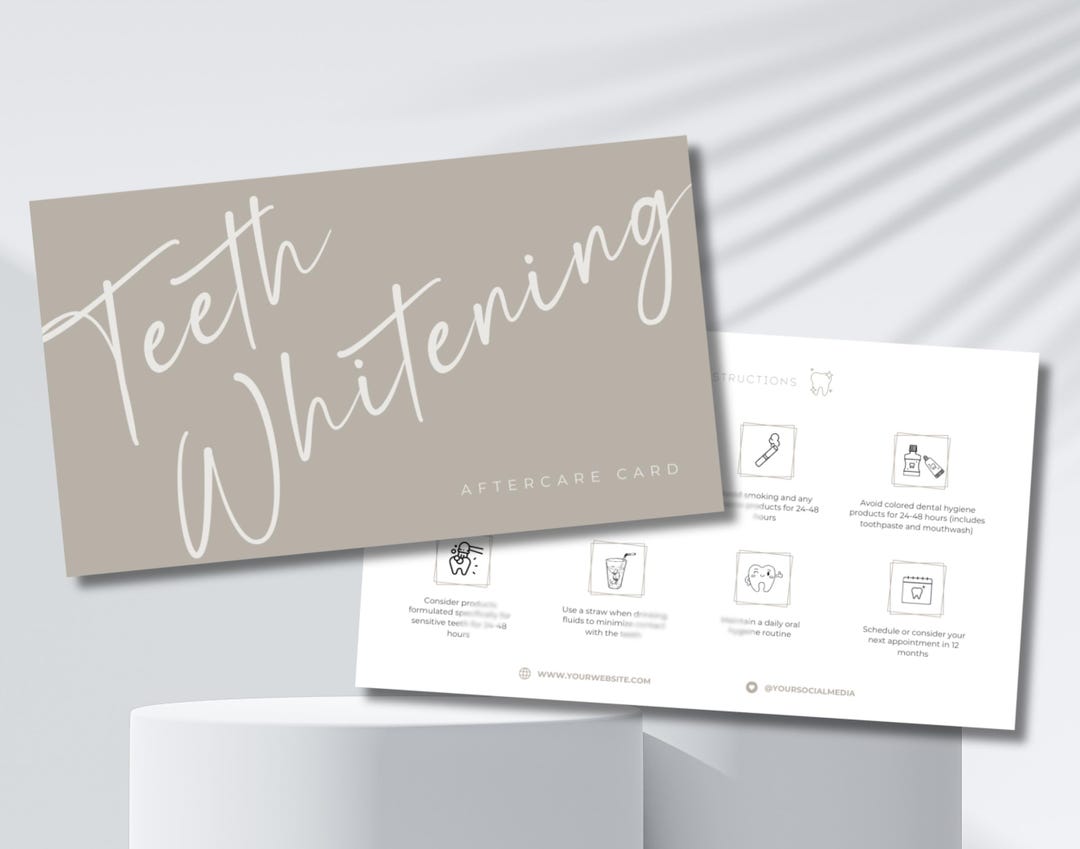 Care Cards Teeth Whitening Aftercare Cards for Teeth Whitening Teeth ...