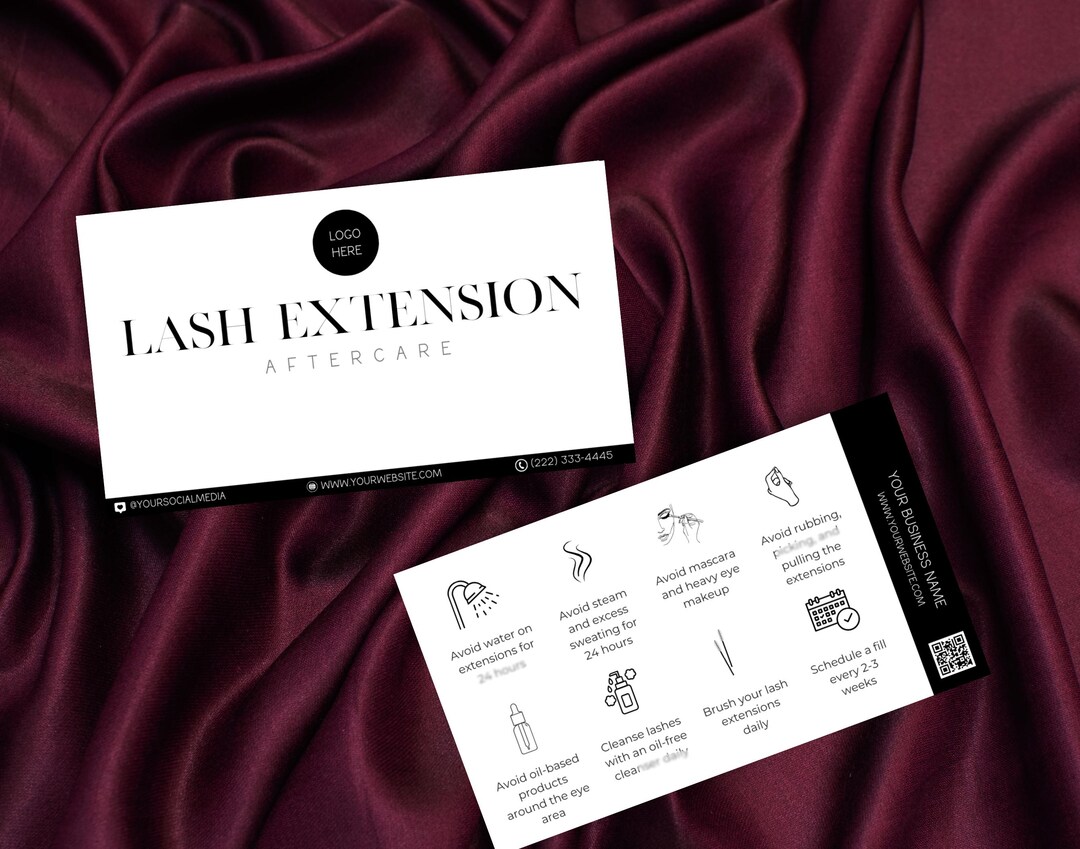 Eyelash Extension Aftercare Card | Eyelash Extension Care | Eyelash ...