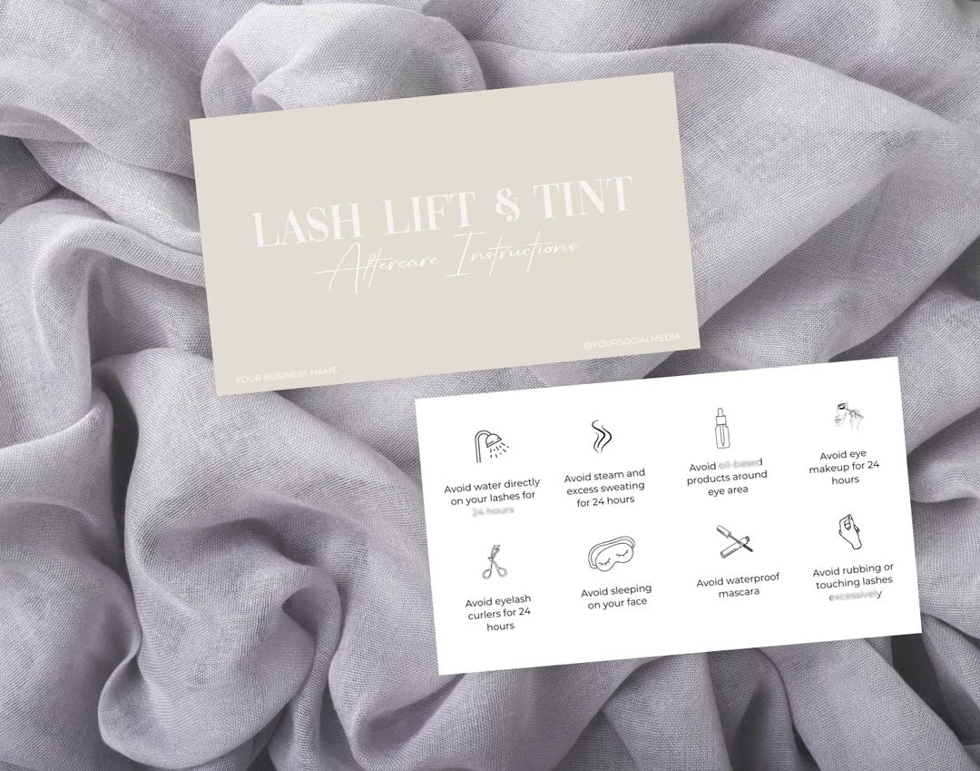 Lash Lift & Tint Aftercare Cards | Lash Lift and Tint | Aftercare Cards ...